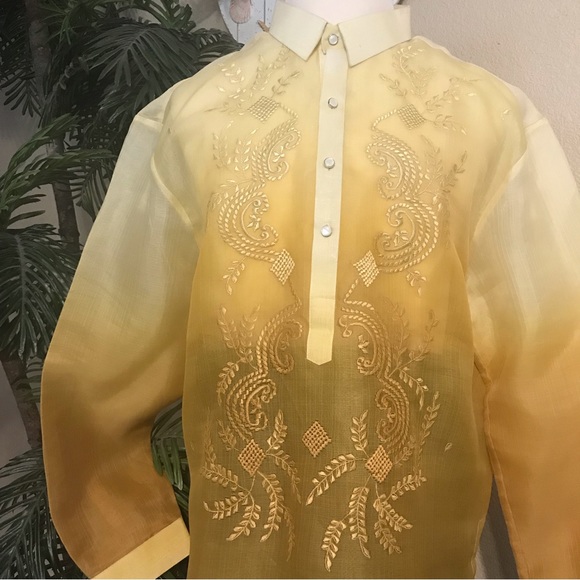 Shirts | Matt Gold Monochromatic Pina Cocoon Barong Tagalog With ...